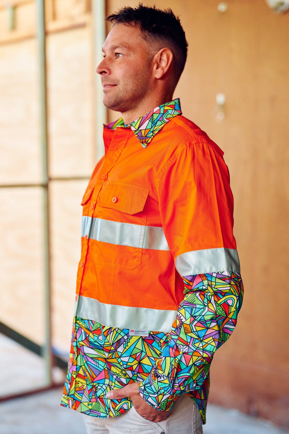 Men's Bonza Orange Day/Night Hi Vis Half Button Workshirt | TradeMutt ...